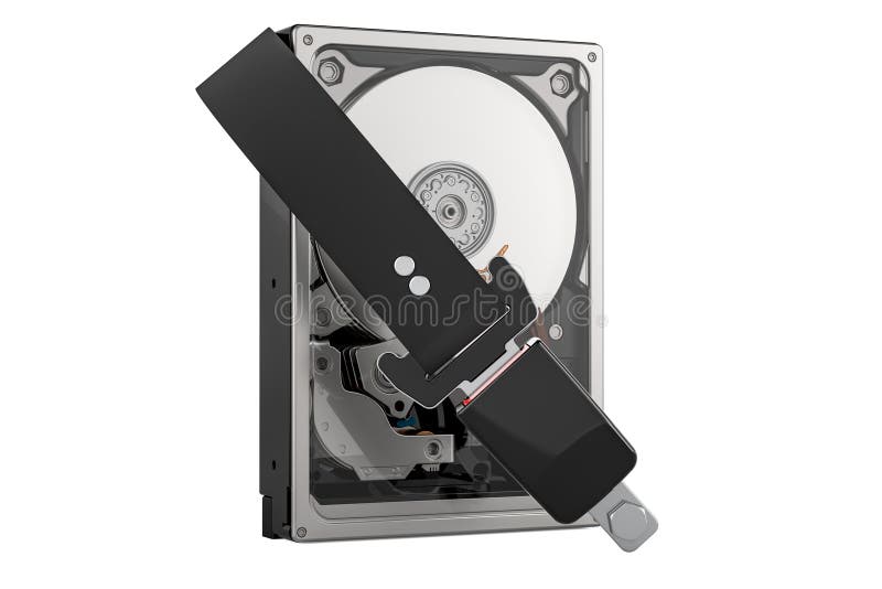Hard Disk Drive HDD with Safety Belt. Security and Protection Concept ...