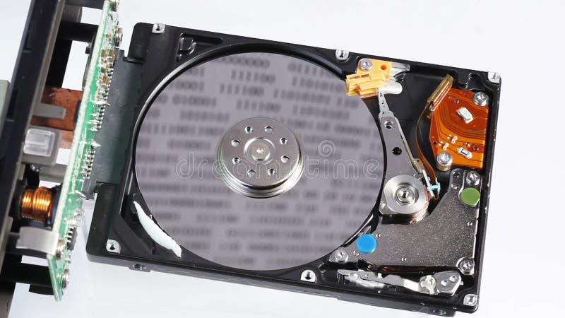 Hard Disk Drive, Close Up of a Hard Disk Drive Reading and Writing Data ...