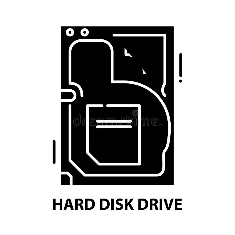 Hard Disk Drive Icon, Black Vector Sign with Editable Strokes, Concept ...