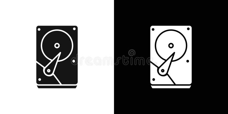 Hard Disk Drive Icon Flat Vector Set Outline Stock Vector ...