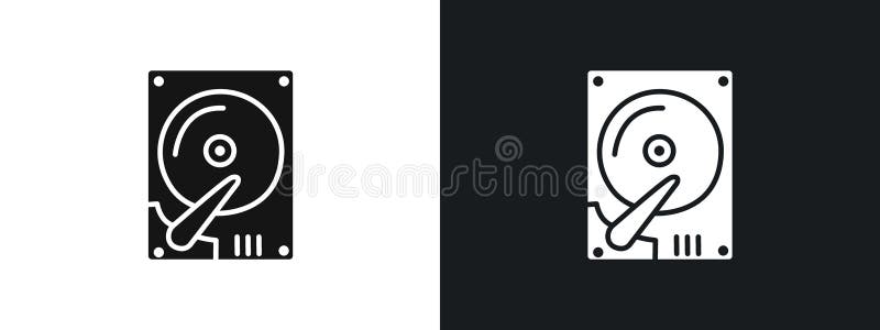Hard Disk Drive Icon Linear Graphics Set Vector in Black Stock ...