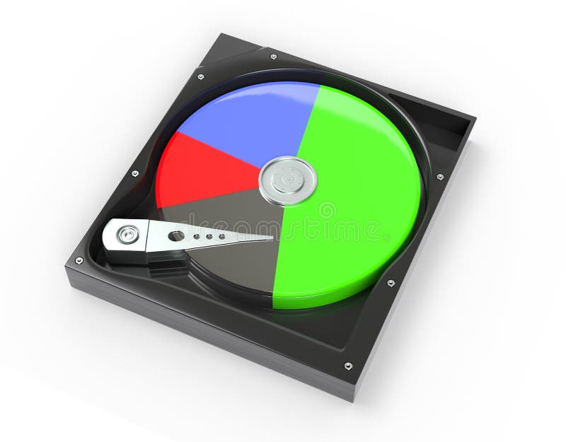 Hard Disk Drive Inside with Free and Data Diagram 3d Illustration Stock ...