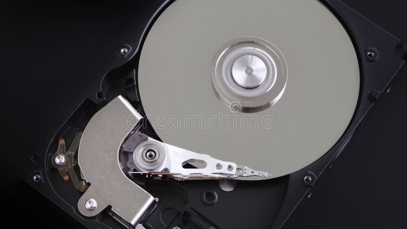 Hard Disk Drive Inside with Platter and Riding Arm Stock Video - Video ...