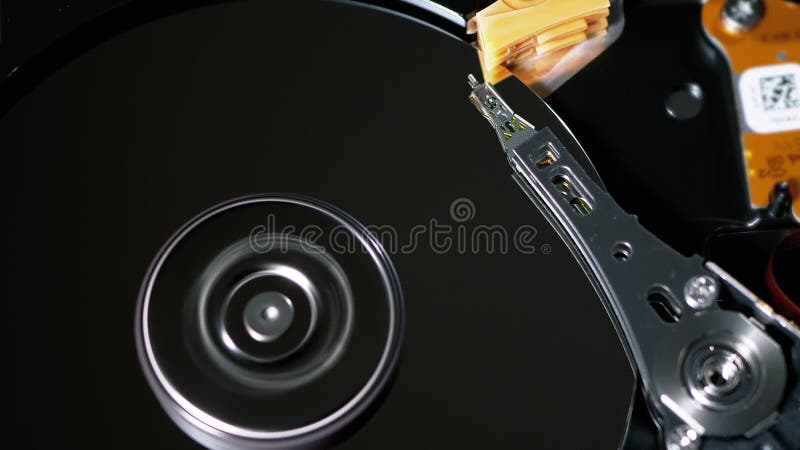 Hard Disk Drive Inside. Structure of HDD, Spinning Platter. Move ...
