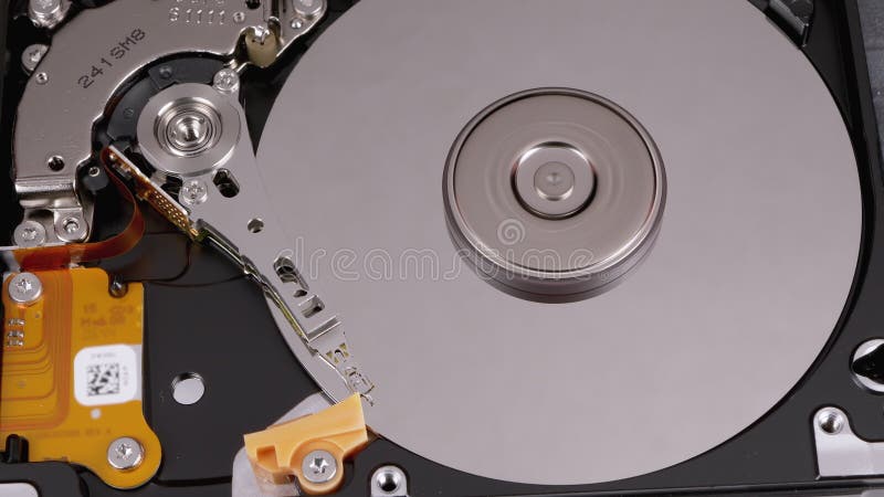 Hard Disk Drive Inside. Structure of HDD, Spinning Platter. Move ...