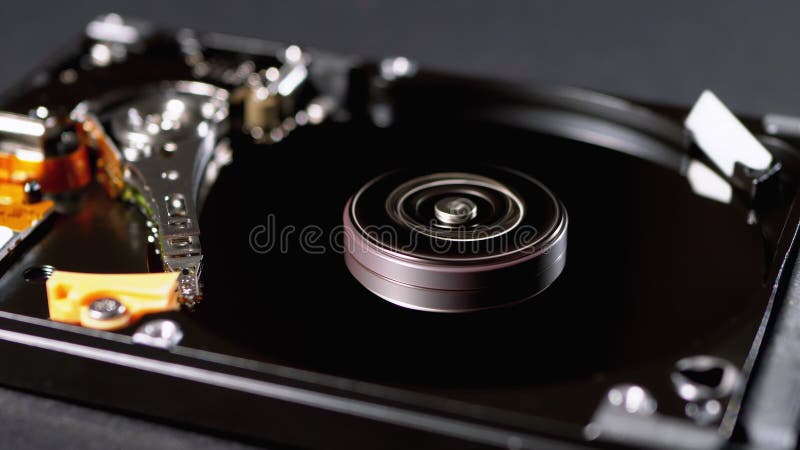 Hard Disk Drive Inside. Structure of HDD, Spinning Platter. Move ...