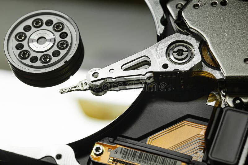 Hard Disk Drive Internals Showing Read Write Head and Platter Stock ...