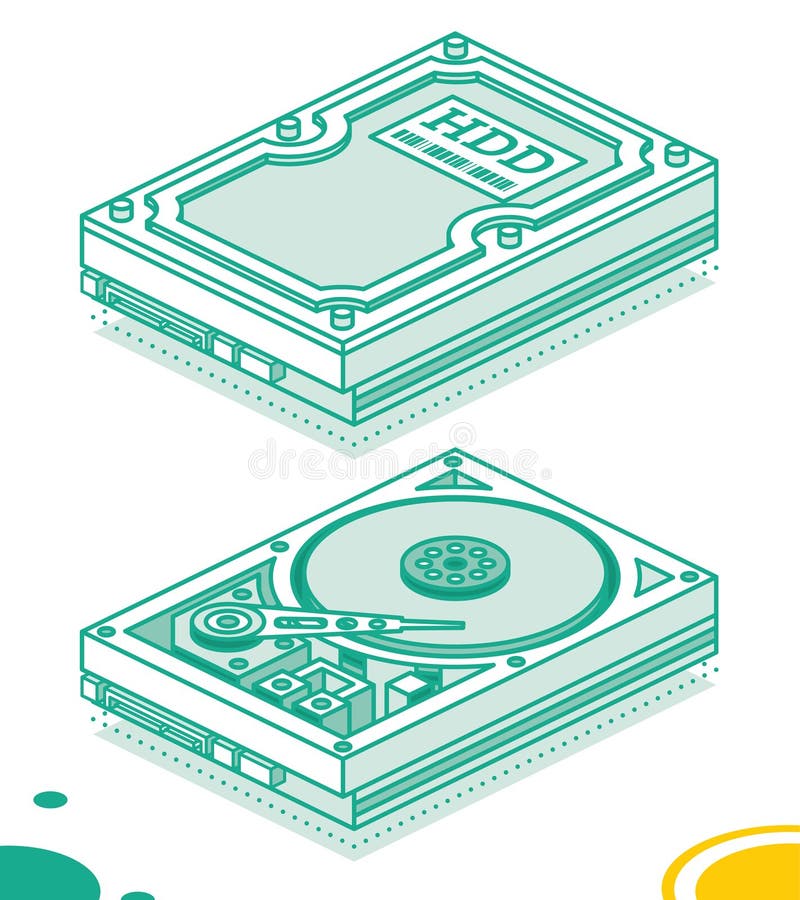 Hard Disk Drive. Isometric Outline Concept. Highly Detailed Open HDD ... Hard Disk Drive. Isometric Outline Concept. Highly Detailed Open HDD ...