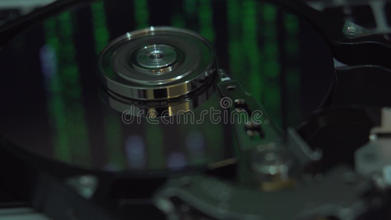 Hard Disk Drive, Matrix Screen in Reflection. Stock Footage - Video of ...