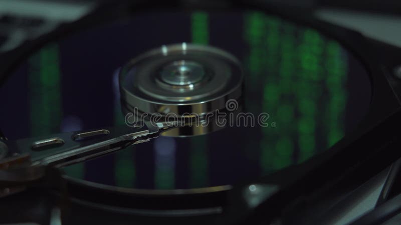 Hard Disk Drive, Matrix Screen in Reflection. Stock Footage - Video of ...
