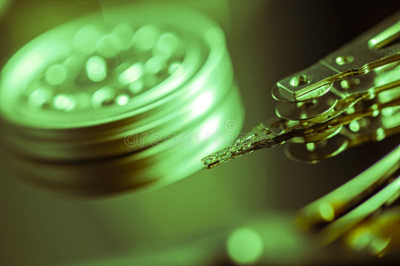 Hard Disk Drive Reading Data with Green Light Effect Stock Illustration ...
