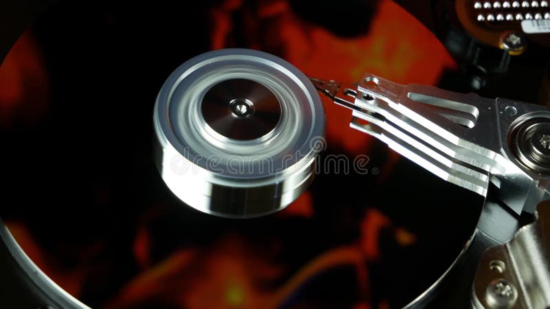 A Hard Disk Drive Reflects Fire Flames Stock Video - Video of machine ...