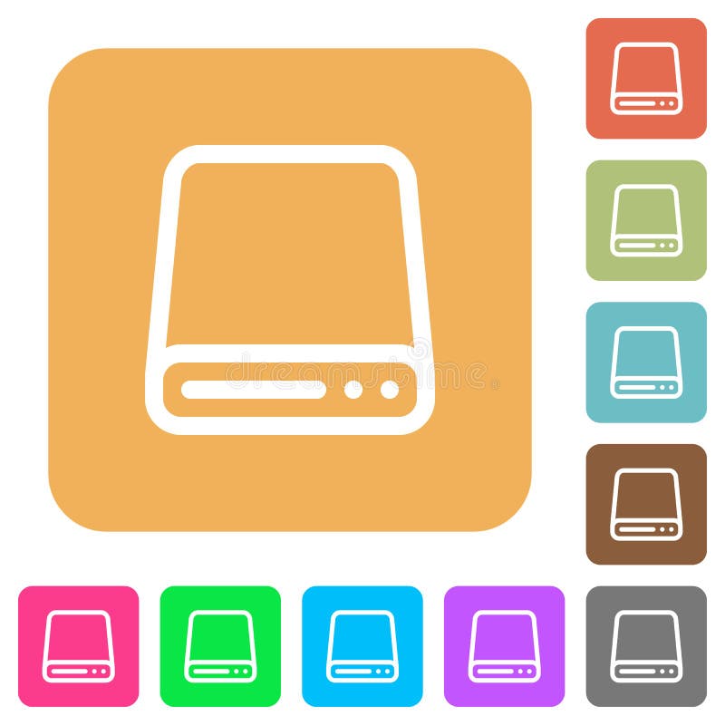 Hard Disk Drive Rounded Square Flat Icons Stock Vector - Illustration of computers, appliance ...