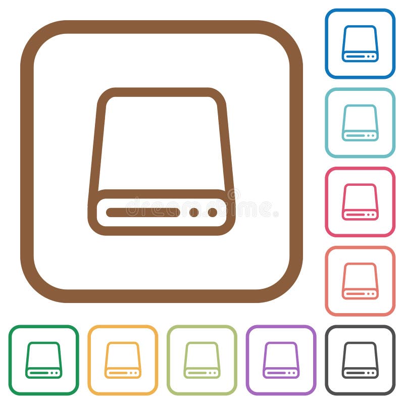 Hard Disk Drive Simple Icons Stock Vector - Illustration of rounded ...
