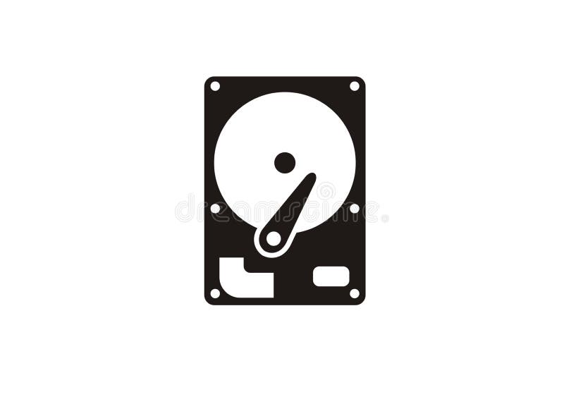 Hard Disk Drive. Simple Illustration in Black and White Stock Vector ...