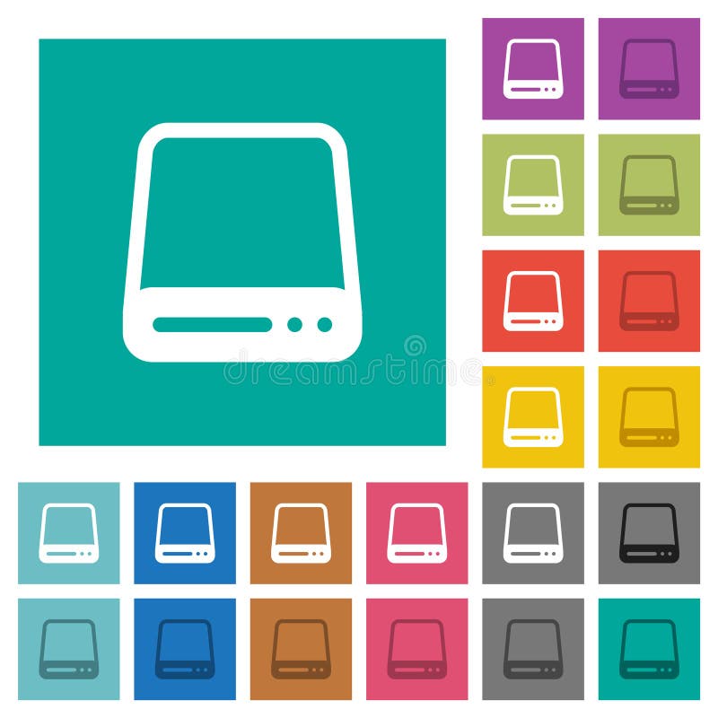 Hard Disk Drive Square Flat Multi Colored Icons Stock Vector ...