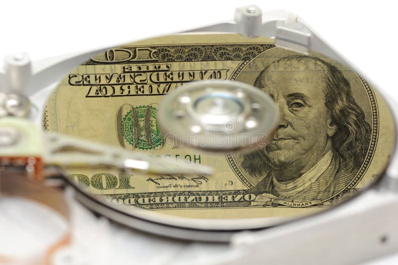 Hard Disk Drive with US Money Reflection Stock Image - Image of finance ...