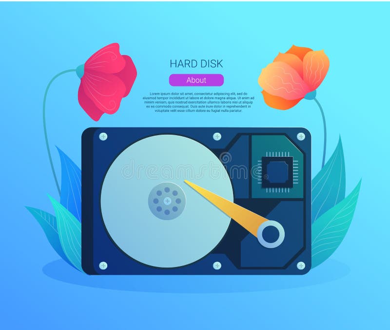 Hard Disk Drive Web Banner in Cartoon Style Stock Vector - Illustration ...