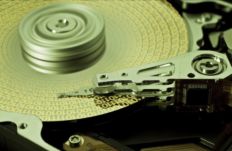 Hard Disk Drive with Yellow Data Stock Photo - Image of business ...