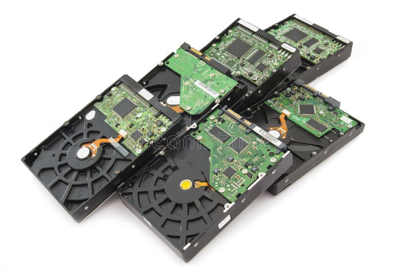 Stack of Old Hard Drives on White Background Stock Photo - Image of ...