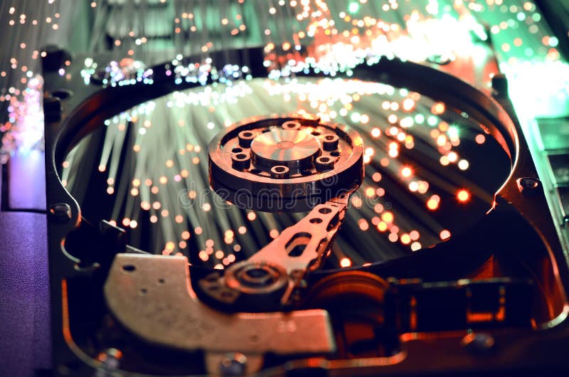 Hard Disk and Fiber Optics stock photo. Image of server - 81649092