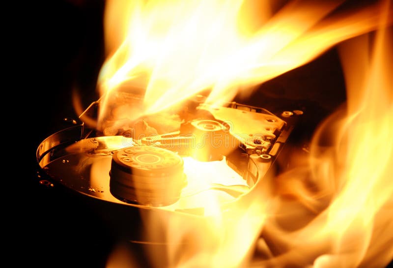 Hard disk on fire stock photo. Image of platter, burning - 2950920