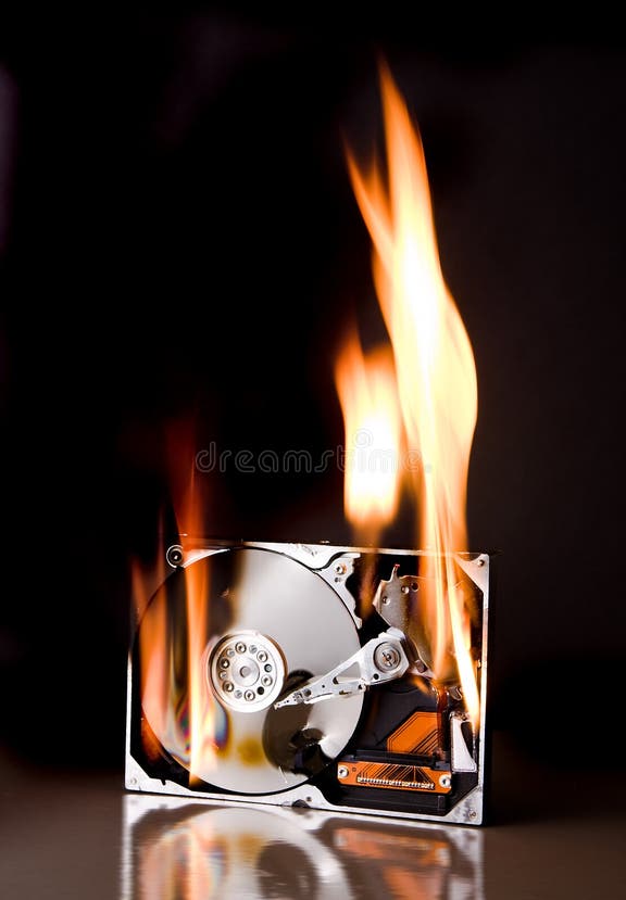 Hard disk on fire stock photo. Image of database, digital - 6046292