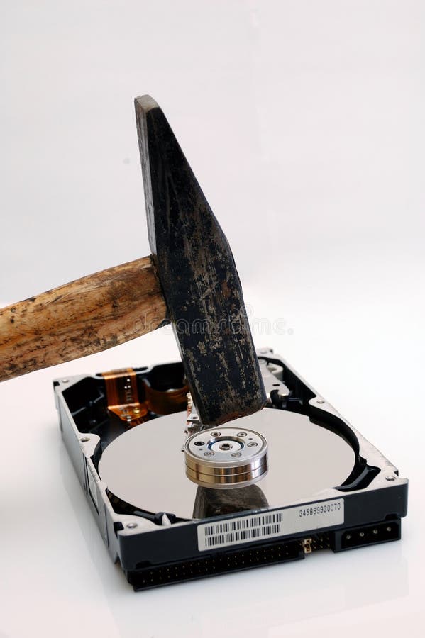 Hard Drive Being Destroyed with Hammer Stock Image - Image of digital ...