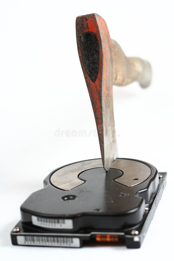 Hard disk hit by ax stock photo. Image of vandalism, loss - 8063148