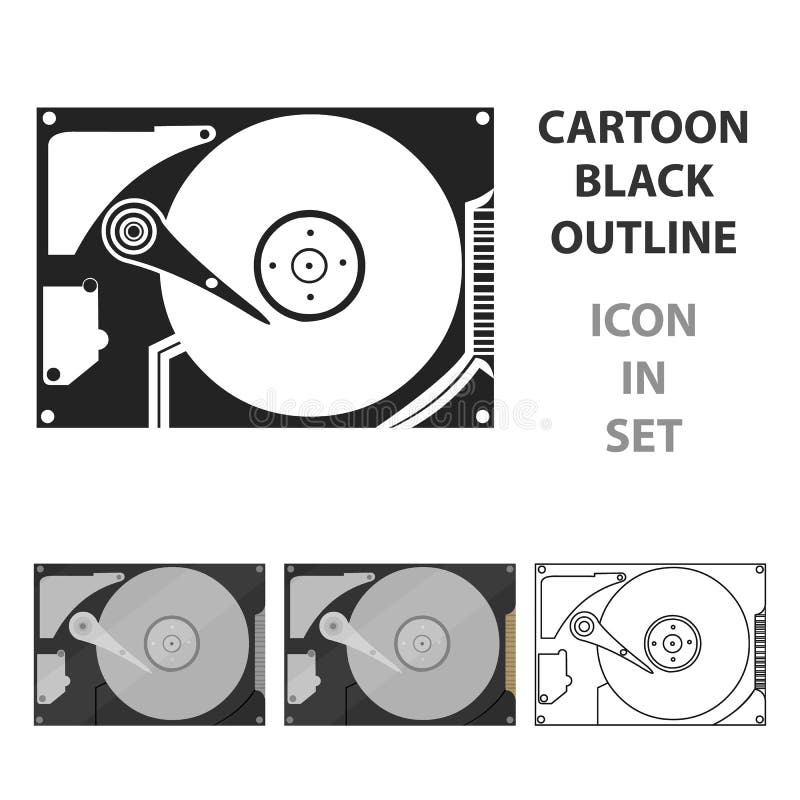 Hard Disk Icon in Cartoon Style Isolated on White Background. Personal ...