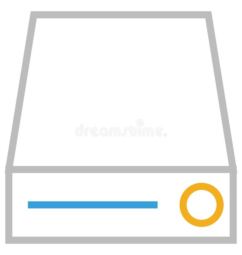 Hard Disk Isolated Line with Color Vector Icon Editable Stock Vector ...