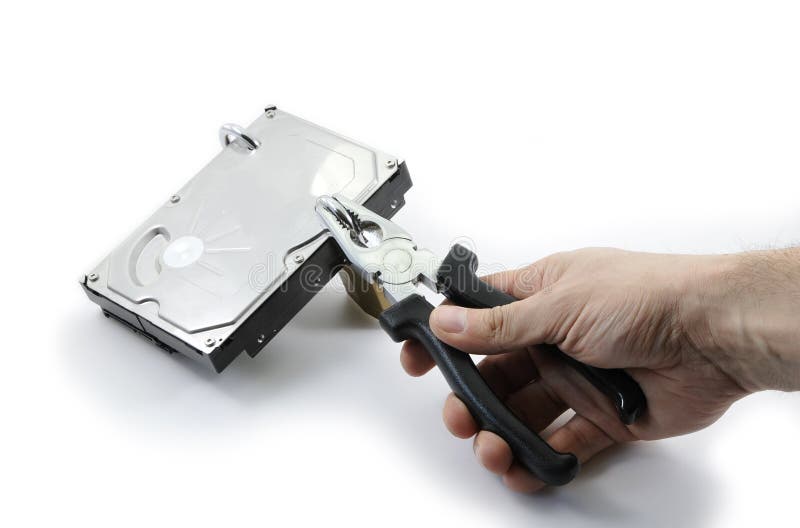 Hard Disk Locked Under Attack By One Hand Stock Image - Image of silver ...