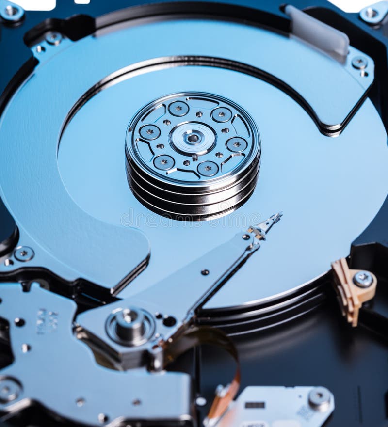 Hard disk memory close-up stock photo. Image of platter - 91099844