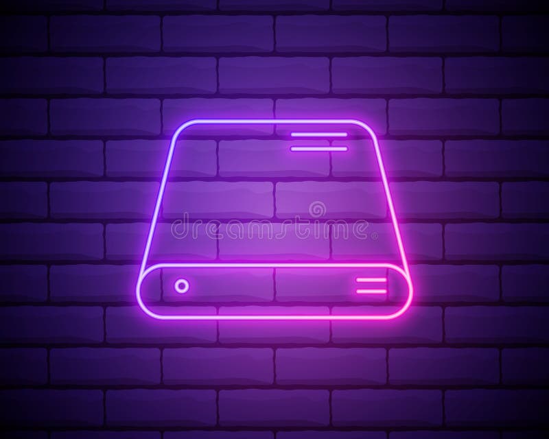 Hard Disk Neon Icon. Simple Thin Line Outline Vector of Web ...
