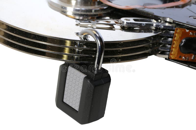 Hard Disk with a Padlock for Security of Data Stock Image - Image of ...