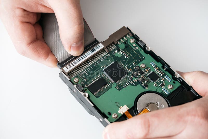 Hard Disk Recovery Service, Hands of Repairman Holding Broken Hdd with ...