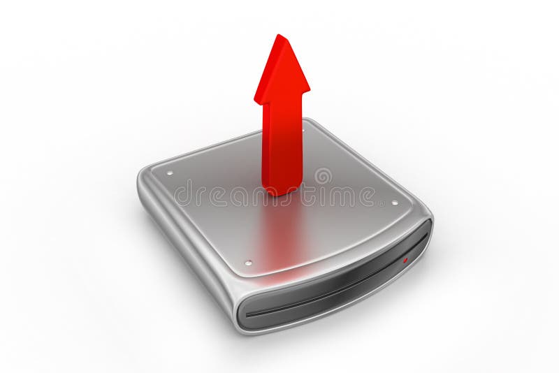 Hard Disk and Red Arrow Symbol of Upload the File To Server Stock ...