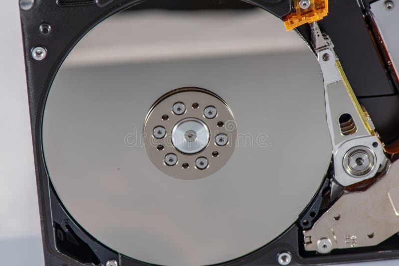 Rotating Hard Disk Drive with Moving Head Stock Photo - Image of ...