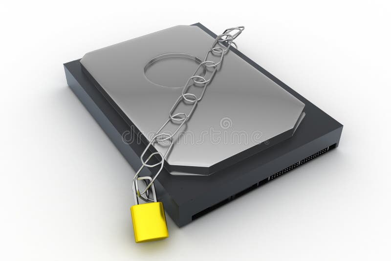 Hard Disk Secured with a Strong Iron Chain and Padlock Stock ...