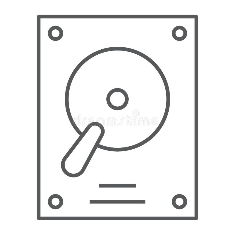 Hard Disk Thin Line Icon. Storage Vector Illustration Isolated on White ...