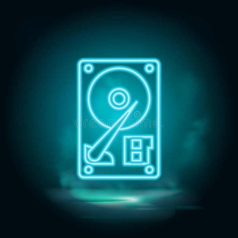 Hard Disk Vector Blue Neon Icon Stock Illustration - Illustration of ...