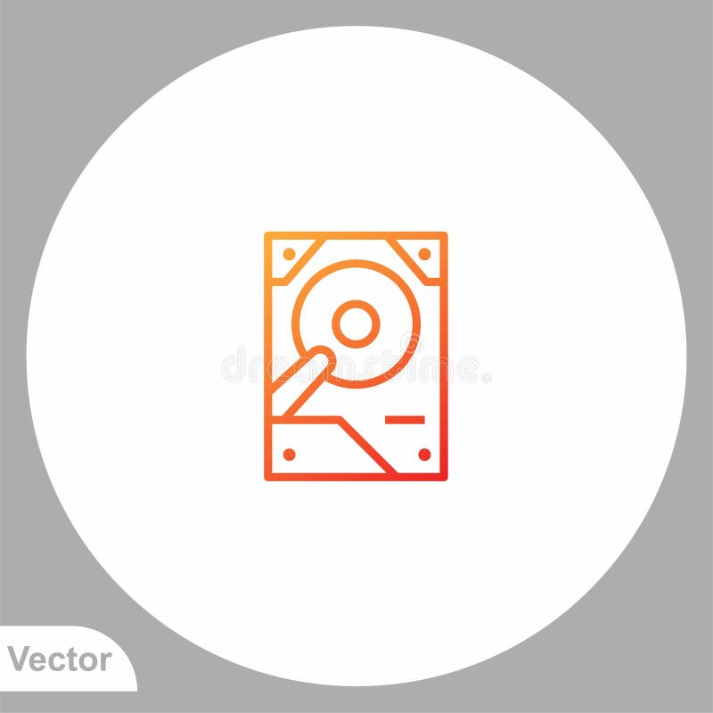 Hard Disk Vector Icon Sign Symbol Stock Illustration - Illustration of ...