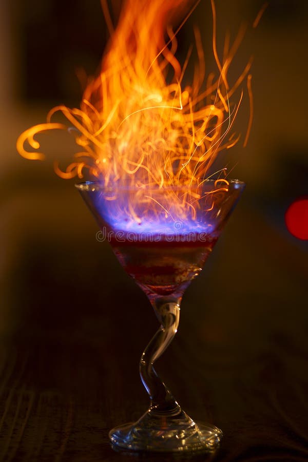 Hard Drink with Fire and Sparks Stock Image - Image of beverage, cozy ...