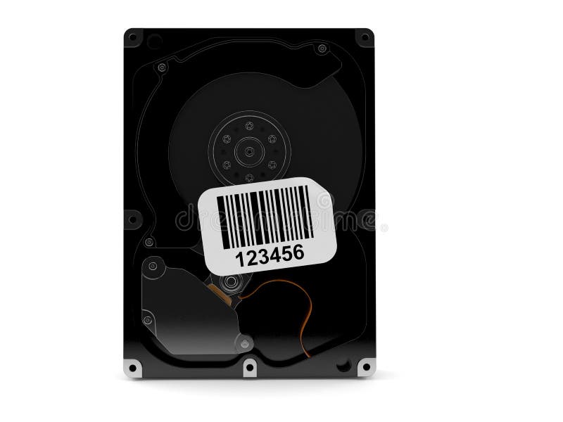 Hard Drive with Barcode Sticker Stock Illustration - Illustration of ...