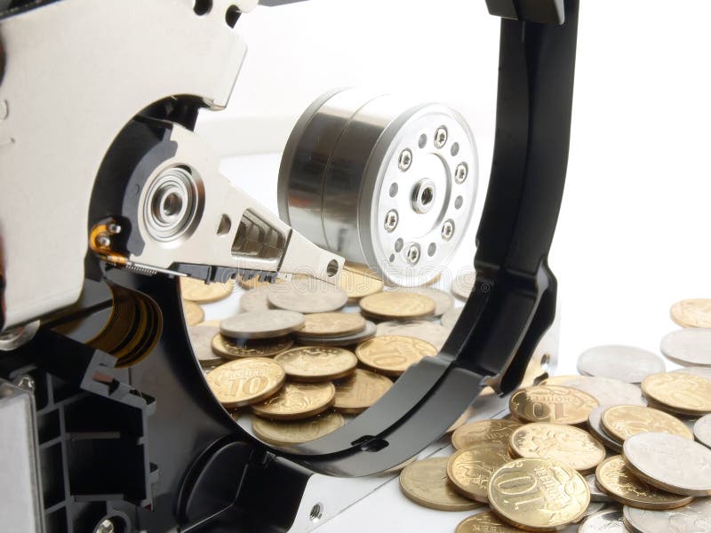 Hard Drive with Coin (money) Stock Photo - Image of binary, read: 21164070
