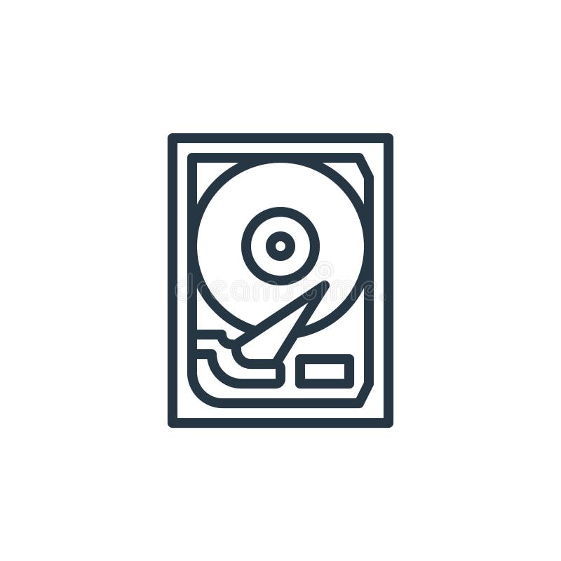 Hard Drive Device Icon Vector from Computer Hardware Concept. Thin Line ...