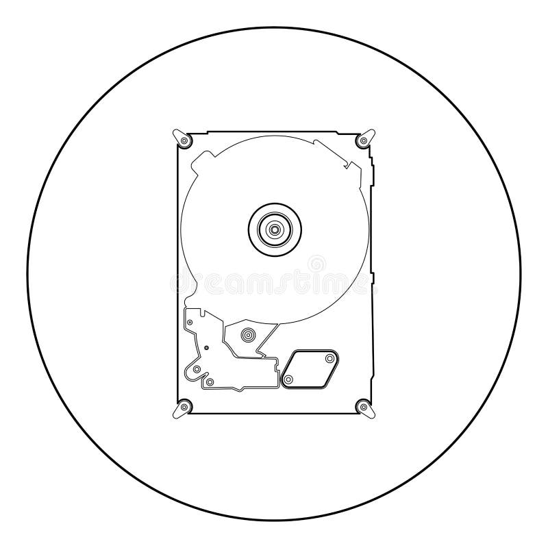 Hard Drive Disk Icon Black Color in Circle Stock Vector - Illustration ...