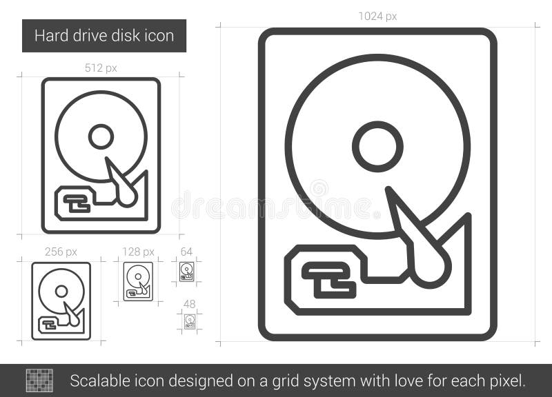Hard drive disk line icon. stock vector. Illustration of internal ...