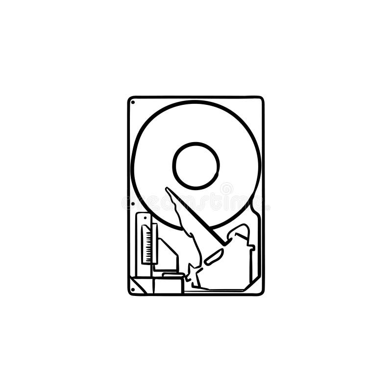 Hard Drive Hand Drawn Outline Doodle Icon. Stock Vector - Illustration ...