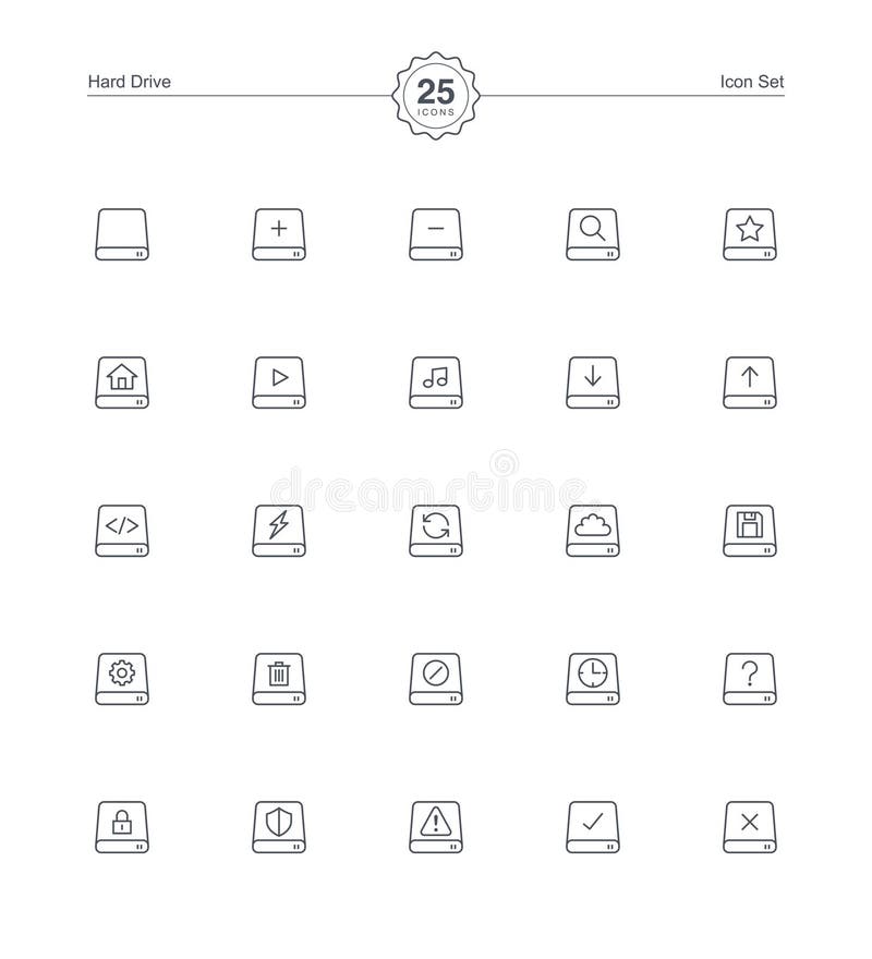 Hard Drive Icons Set, Vector Illustration Stock Vector - Illustration ...